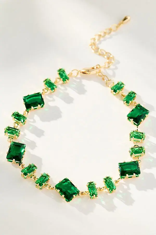 Anthropologie Mixed Stone Bracelet - Emerald Green