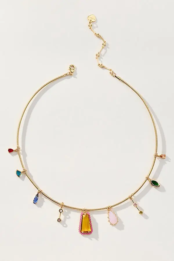 Anthropologie Chroma Stone Collar Necklace - Gold