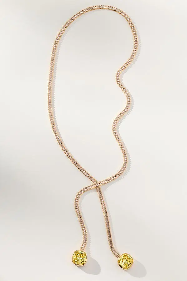 Anthropologie Deux Gem Adjustable Lariat Necklace - Gold