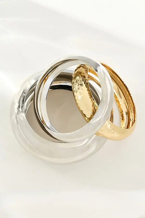 8 Other Reasons Bangle Bracelets Set Of 3 - Gold & Silver
