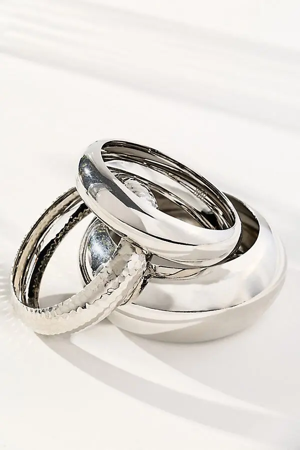 8 Other Reasons Bangle Bracelets Set Of 3 - Silver