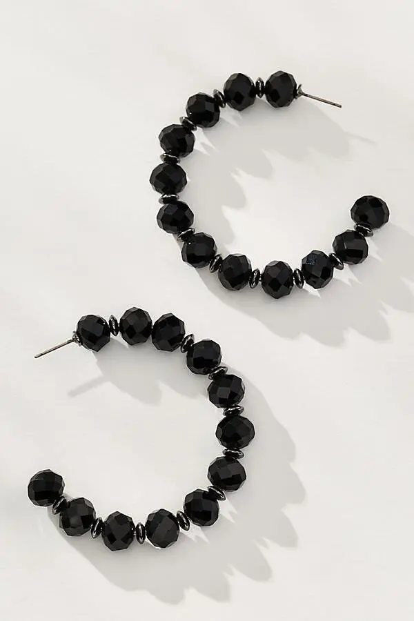 Anthropologie Circular Crystal Earrings - Black