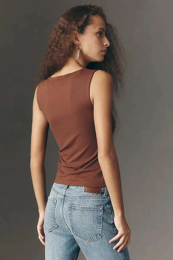 Maeve Button-front Tank Top - Brown