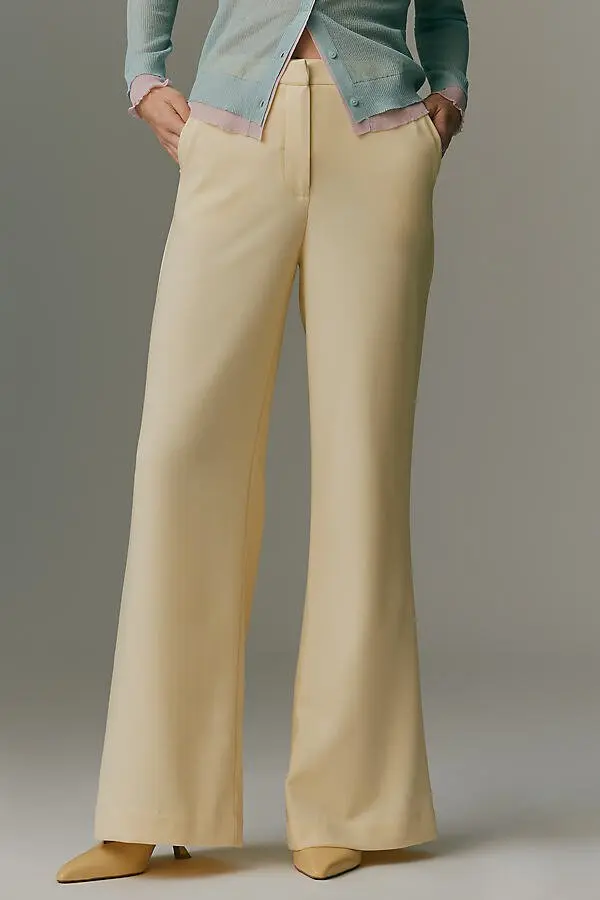 Maeve Flat-front Trousers - Light Yellow