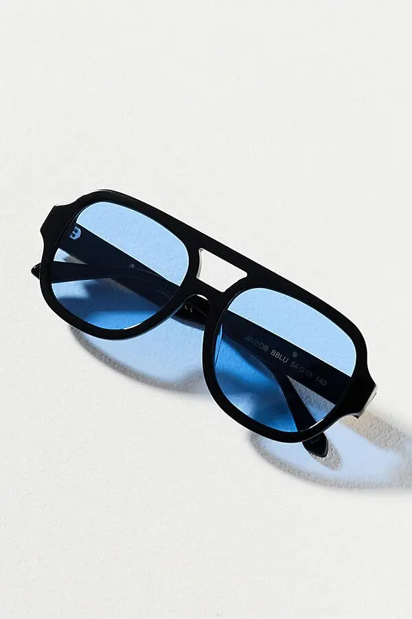 POPPY LISSIMAN Jimbob Oversized Aviator Sunglasses - Black/blue