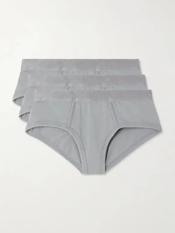 CDLP Set Of Three Stretch-tencel Lyocell Briefs - Gray