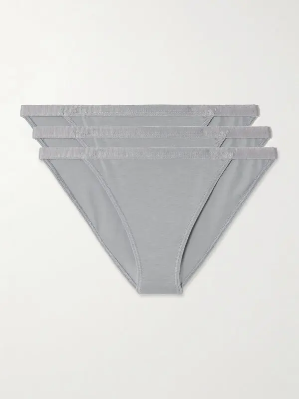 CDLP Set Of Three Stretch-tencel Lyocell Briefs - Gray