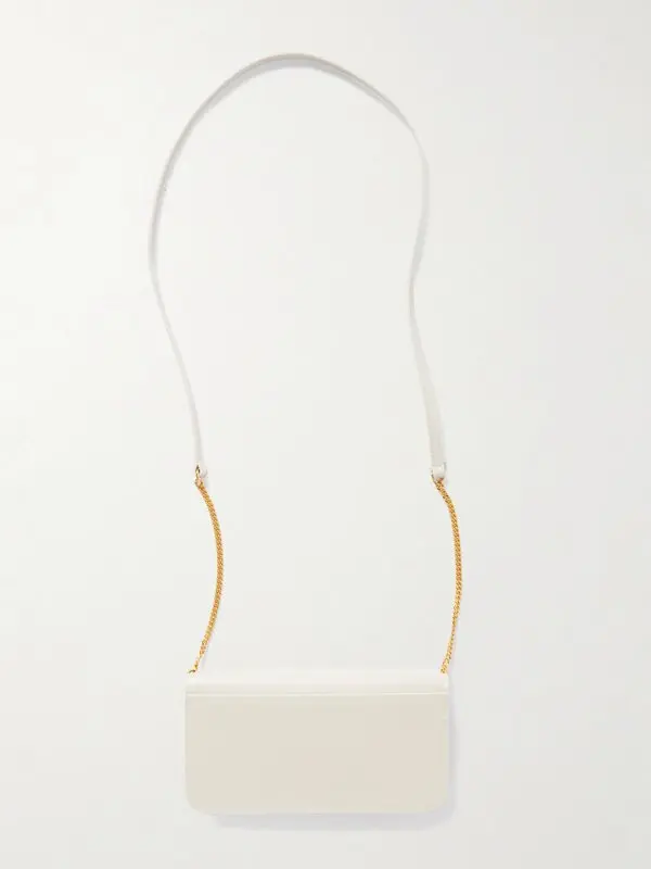 Saint Laurent Cassandre Strap Leather Phone Case - Neutrals