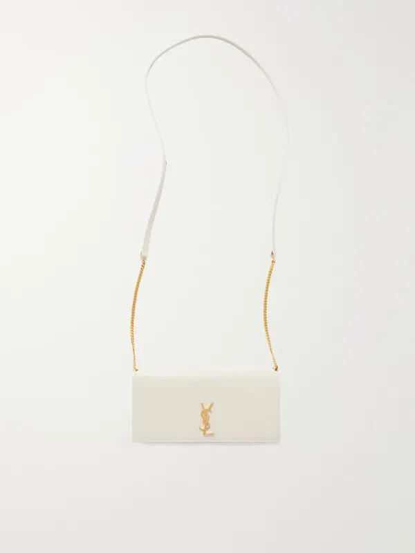 Saint Laurent Cassandre Strap Leather Phone Case - Neutrals