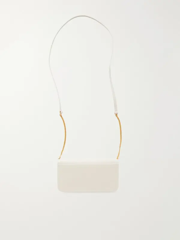 Saint Laurent Cassandre Strap Leather Phone Case - Neutrals