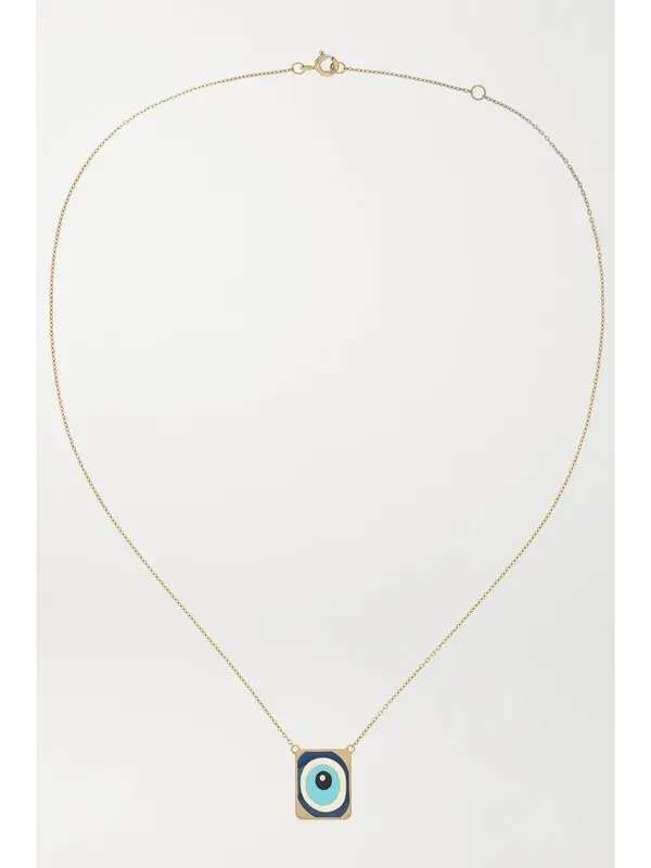 DIANE KORDAS 18-karat Rose Gold, Enamel And Diamond Necklace - Blue