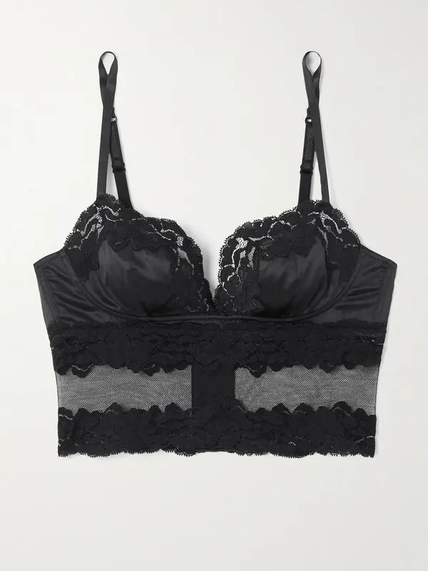 Dolce & Gabbana Lace And Stretch-silk Satin Balconette Bralette - Black