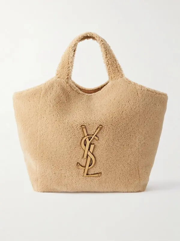 Saint Laurent Icare Extra Large Embellished Shearling Tote