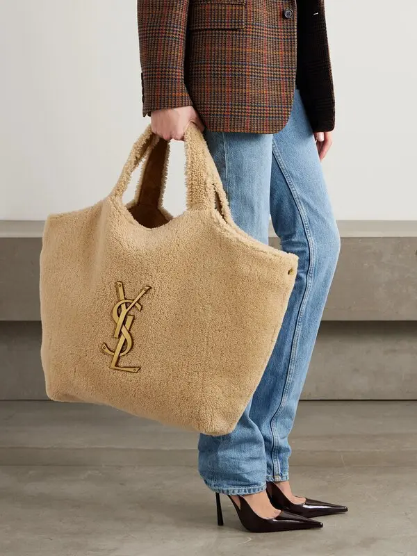 Saint Laurent Icare Maxi Shearling Tote - Neutrals