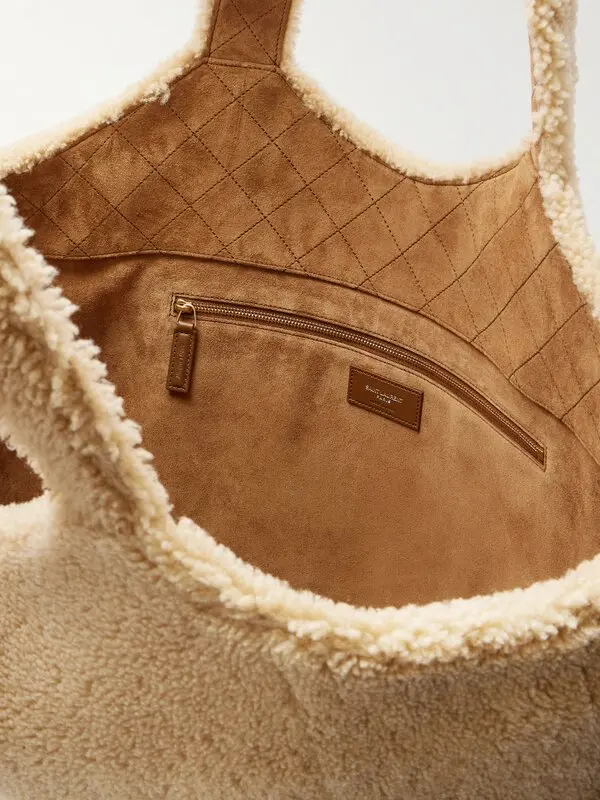 Saint Laurent Icare Maxi Shearling Tote - Neutrals
