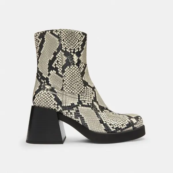 COACH Block Heel Boots With Snake Print