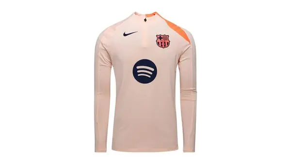 Nike Fc Barcelona Strike Third Total 90 Knit Drill Top - Crimson Tint/bright Mango/midnight Navy Blue
