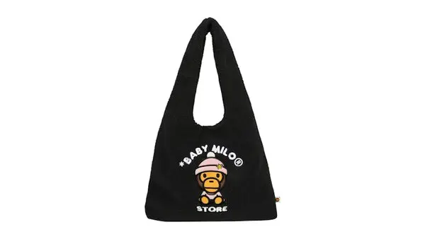 A BATHING APE Baby Milo Sherpa Fur Large Tote Bag - Black