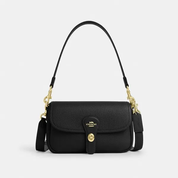 COACH® Hadley Shoulder Bag - Pebbled Leather/gold/black