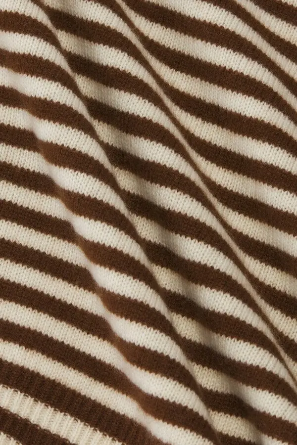 SRG Waldo Striped Cashmere Sweater & Scarf - Brown & Cream