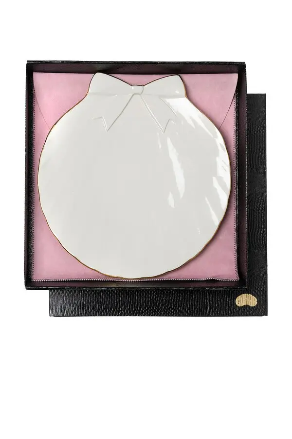 GOHAR WORLD Sadaf Serving Plate - Off White With Gold Rim