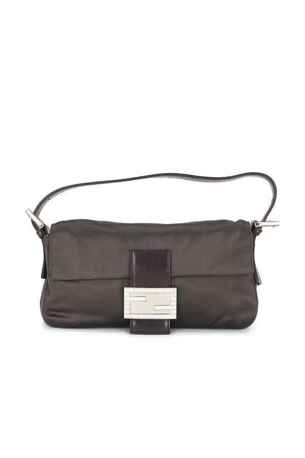 Fendi Satin Baguette Shoulder Bag - Grey