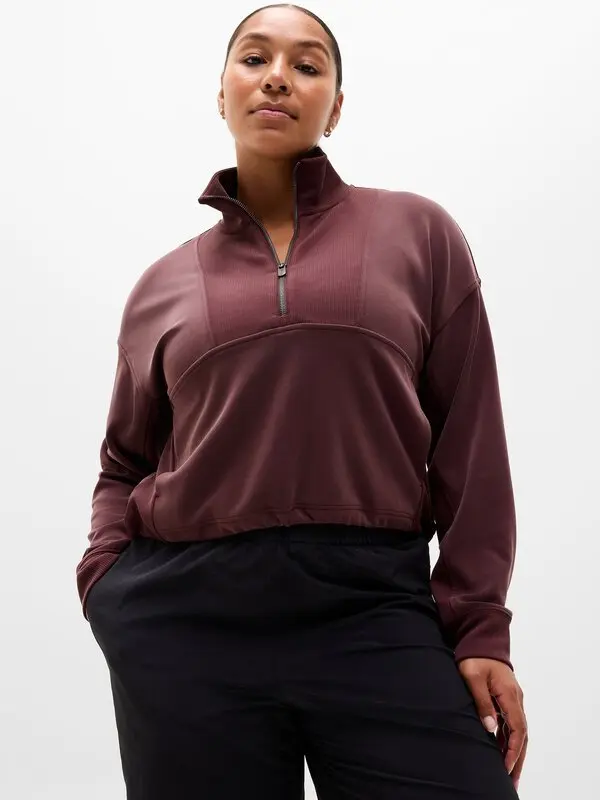 Athleta Seasoft Rib Quarter Zip Popover