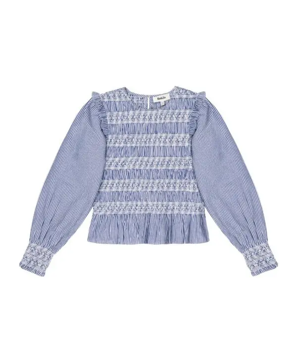 RO&ZO Stripe Shirred Blouse Top