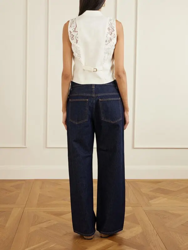 Maison Mayle Ines Lace-trimmed Wool-twill Vest