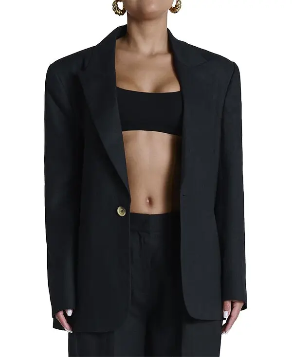Naked Wardrobe Linen Suited Blazer - Black