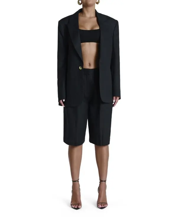 Naked Wardrobe Linen Suited Blazer - Black