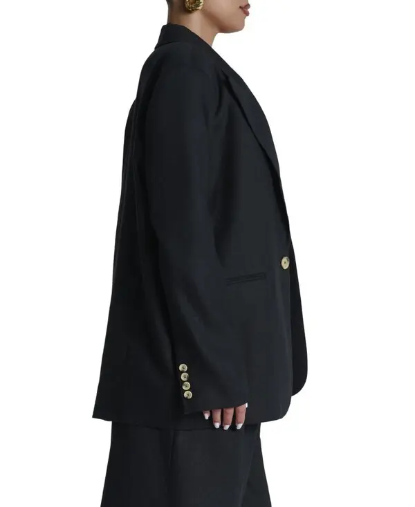 Naked Wardrobe Linen Suited Blazer - Black