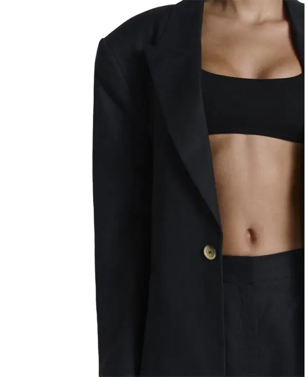 Naked Wardrobe Linen Suited Blazer - Black