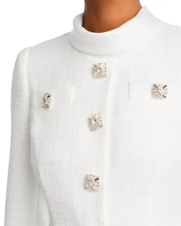 SELF-PORTRAIT Boucle Collared Mini Dress - White