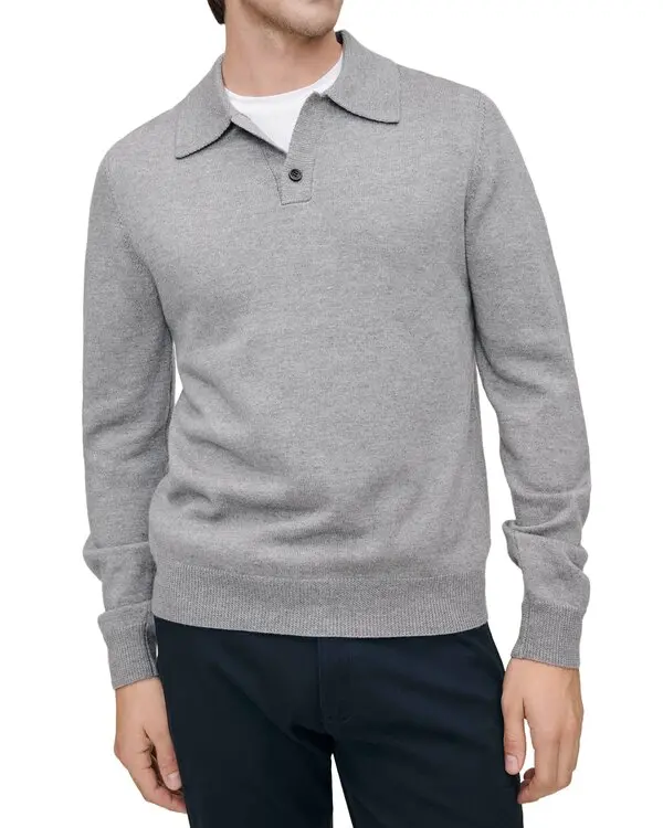 DL1961 Long Sleeve Knit Polo Sweater - Grey Melange