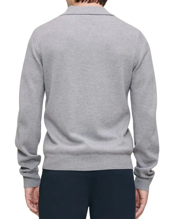 DL1961 Long Sleeve Knit Polo Sweater - Grey Melange