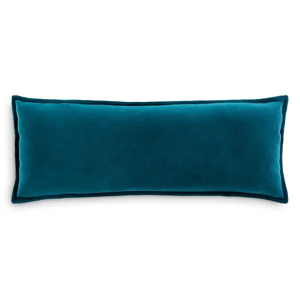 SURYA Cotton Velvet Lumbar Pillow - Deep Teal
