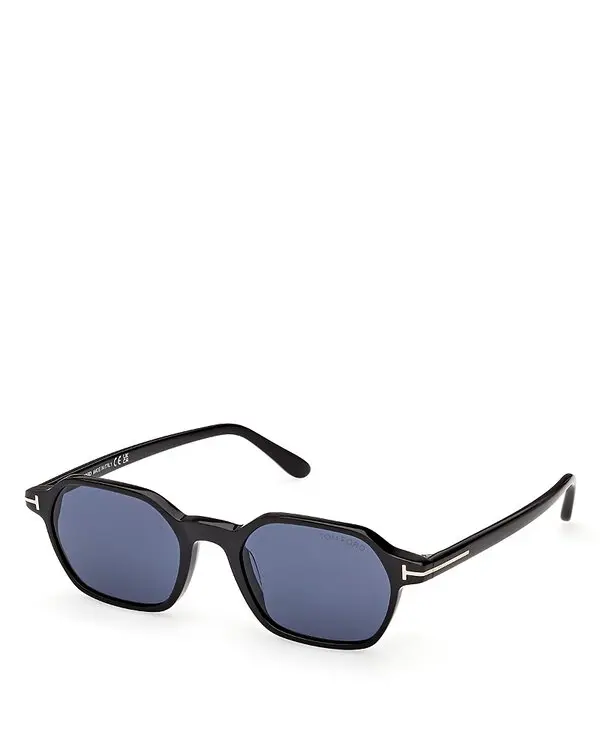TOM FORD Joey Geometric Sunglasses, 51mm - Black/blue