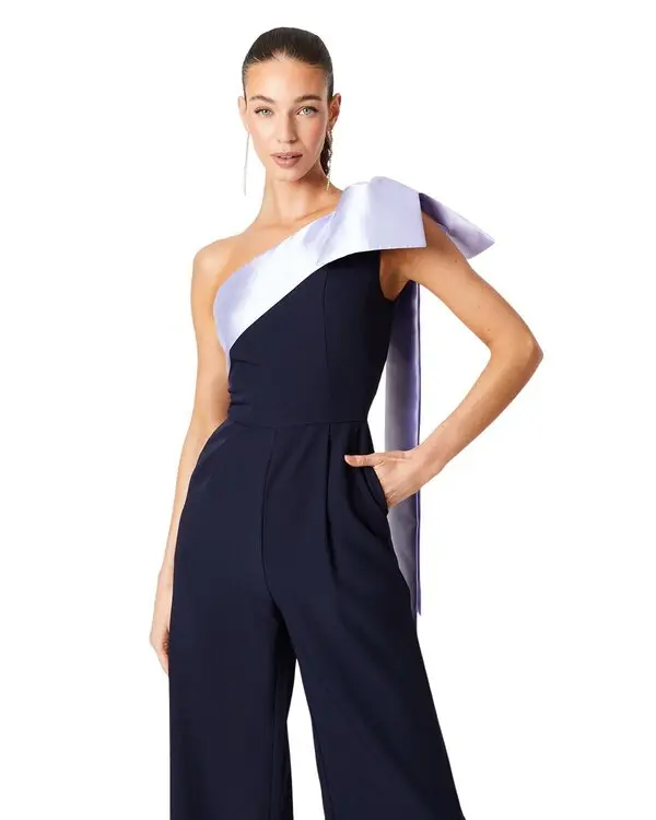 Coast Bow One Shoulder Wide Leg Jumpsuit - Navy