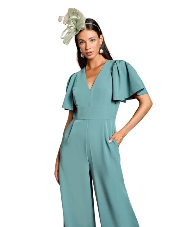 Coast Flutter Sleeve Plunge Jumpsuit