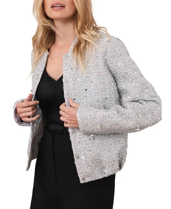 Mint Velvet Sequin Boucle Bomber
