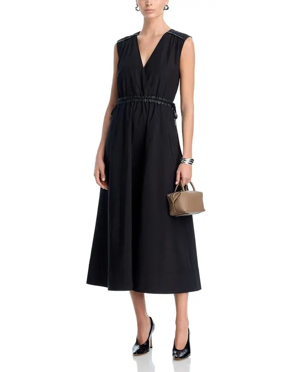 Derek Lam 10 Crosby Eros Faux Leather Trim Poplin Dress - Black