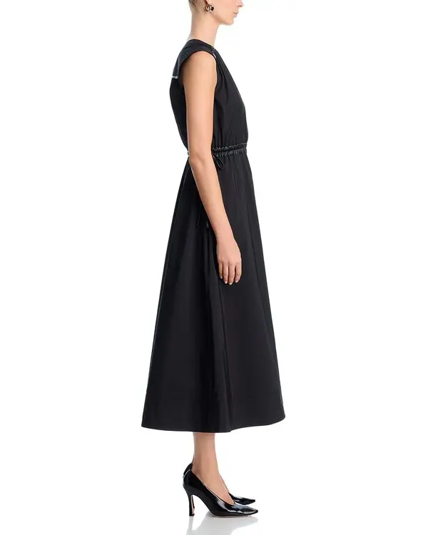 Derek Lam 10 Crosby Eros Faux Leather Trim Poplin Dress - Black