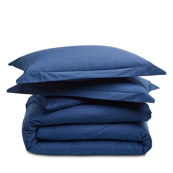 PETITE PLUME Luxe Premium Percale Solid Duvet Set, King - Navy
