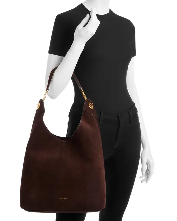 Veronica Beard Jour Suede Shoulder Bag - Espresso