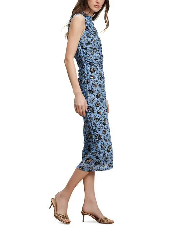 Veronica Beard Printed Ruched Midi Dress