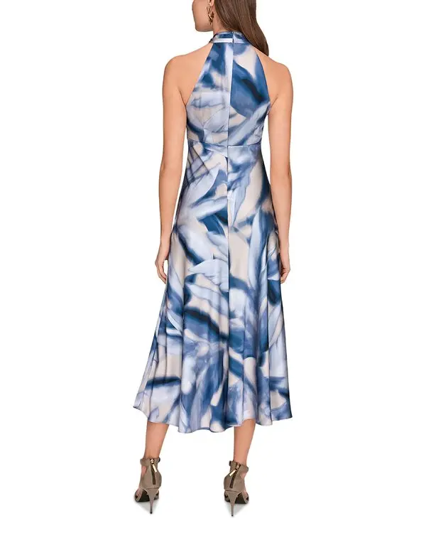 Donna Karan New York Crossover Neck Midi Dress