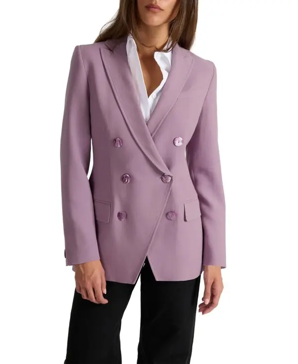 Santorelli Paco Double-breasted Six-button Wool Stretch Jacket - Dusty Lilac