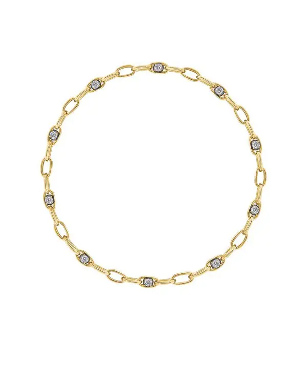 BRIONY RAYMOND Shadow Link Diamond Tennis Necklace - 18 Karat Yellow Gold