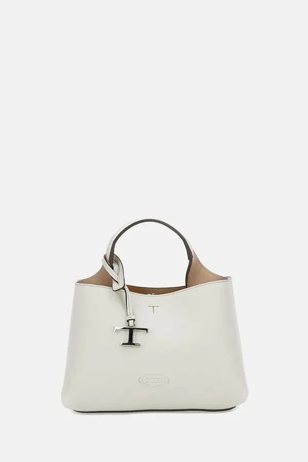 TOD'S Mini Leather Shopper - White